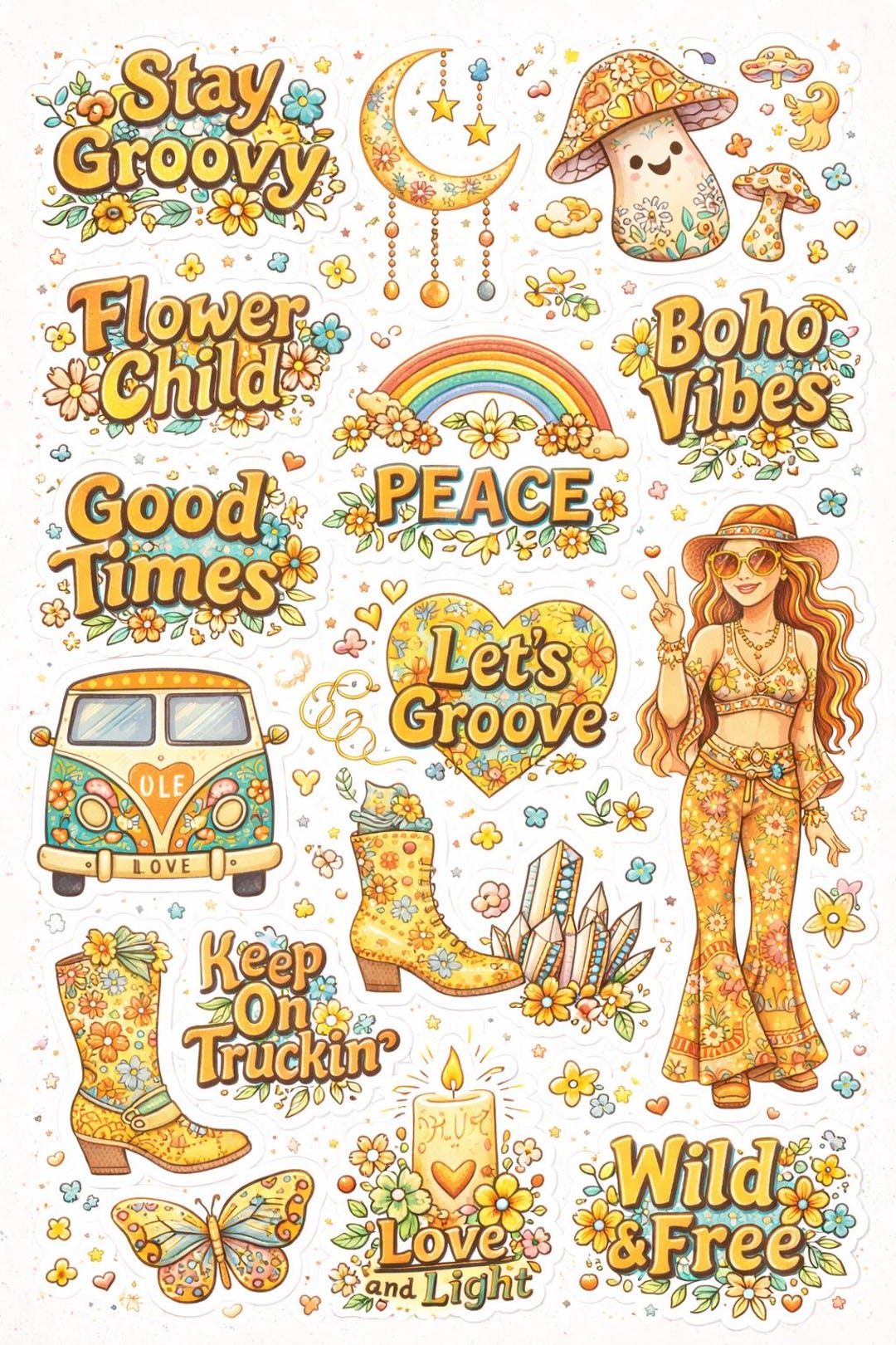 Bohemian Arts & Crafts Gift Stickers – Creative, Whimsical - Soulful ...