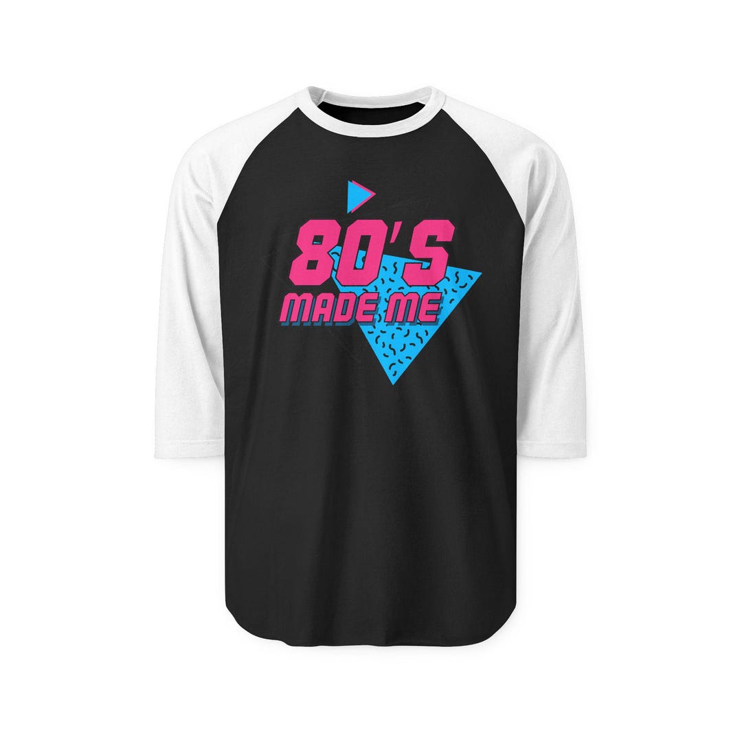 80s Made Me Retro Triangle Raglan Shirt | 1980s Retro Graphic - Etsy