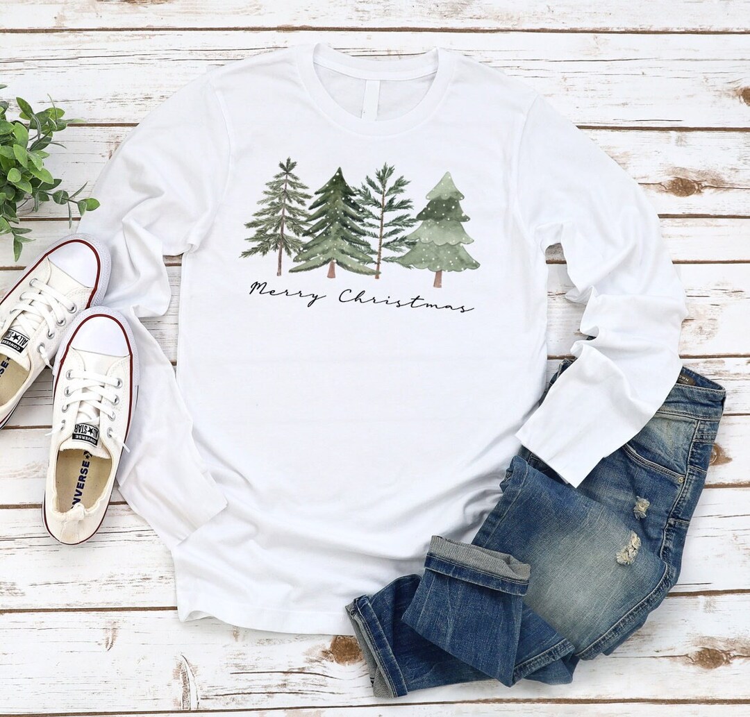 Wild Trees Merry Christmas Shirt, Christmas Fir Trees Adult Kids ...