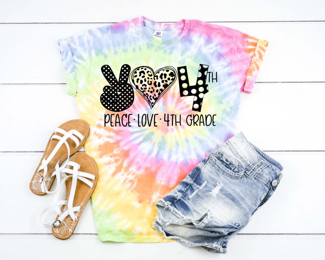 Peace Love 4th Grade, Fourth Grade Team, Back to School Teacher Tie Dye ...