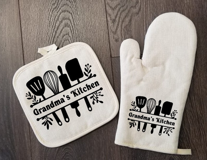 Personalized Cooking Utensils Oven Mitt & Pot Holder Set Gift - Etsy