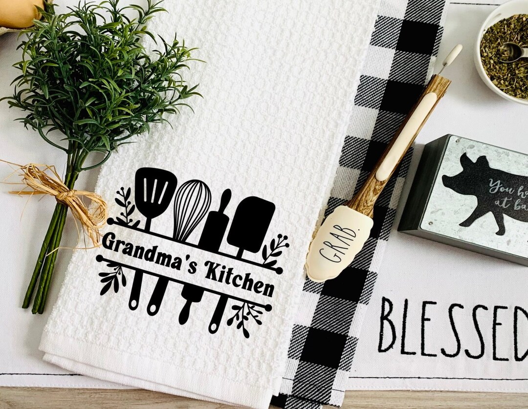 Personalized Cooking Utensils Tea Dish Towel - Grandma Tea Towel ...