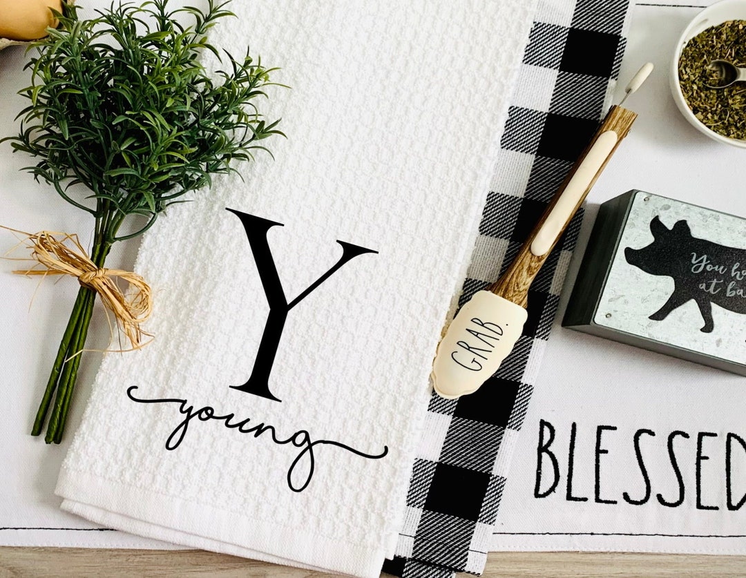 Personalized Monogram Tea Dish Towel - Name Towel Kitchen Décor - New ...