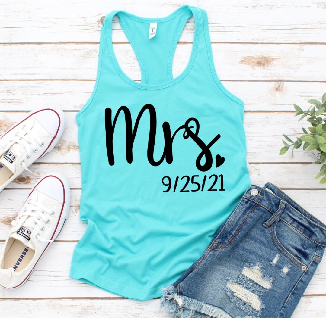 Mrs Bride Shirt Personalized Wedding Date Engagement Just Married New ...
