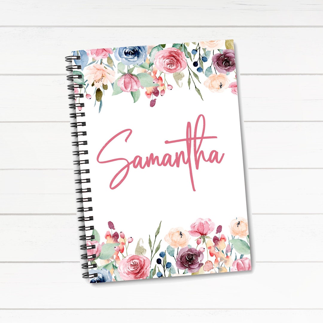 Personalized Floral Border Spiral Notebook, Personalized Journal ...