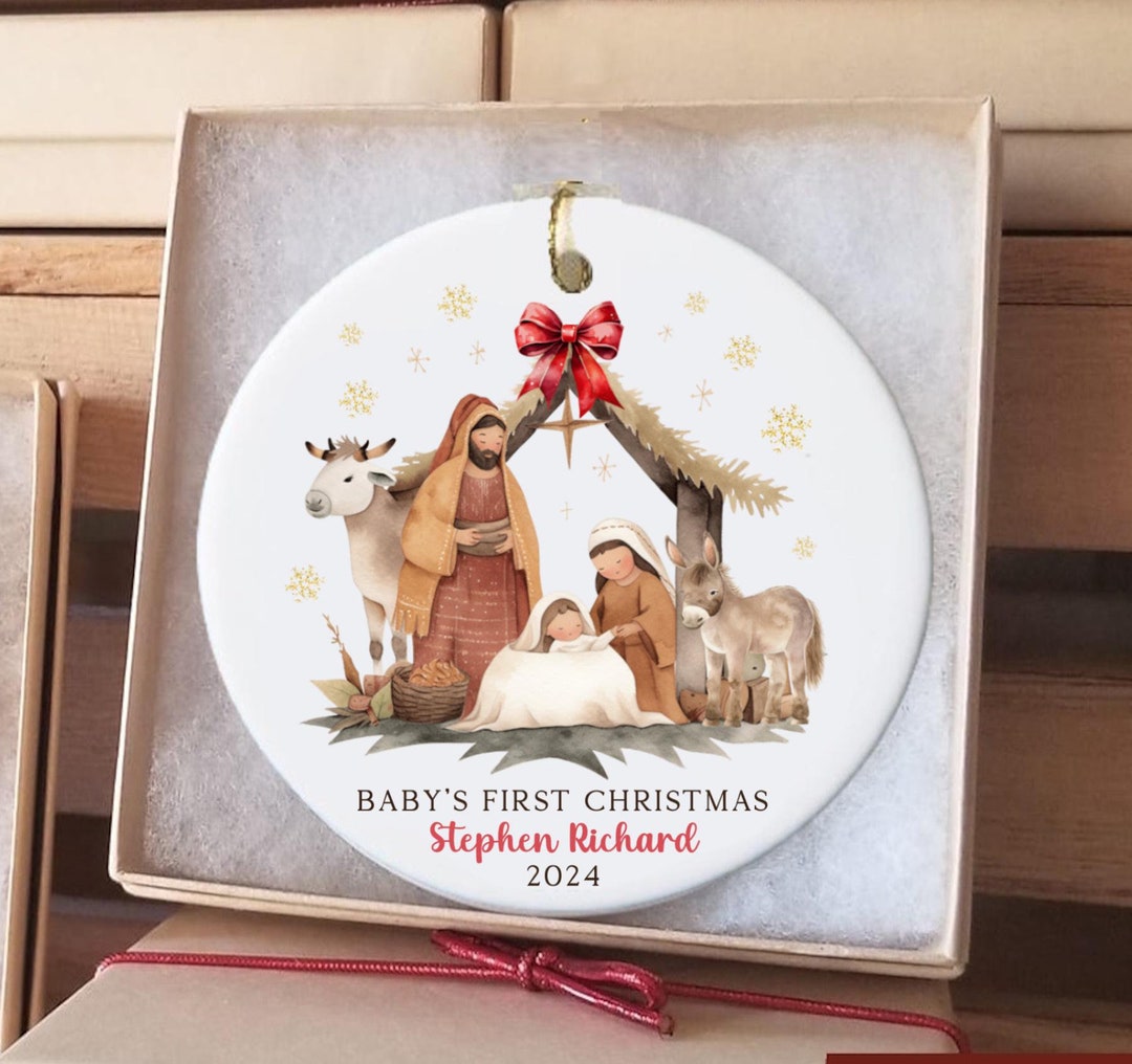 Baby's First Christmas Nativity Personalized Ornament, Christmas Baby ...