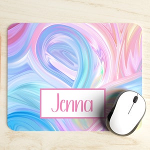 Personalized Rainbow Swirl Mouse Pad Mousepad, Home Office, Back to ...