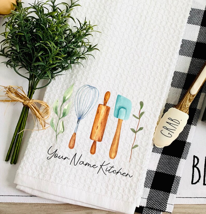 Hand Drawn Whisk Kitchen Personalized Tea Dish Towel Tea - Etsy