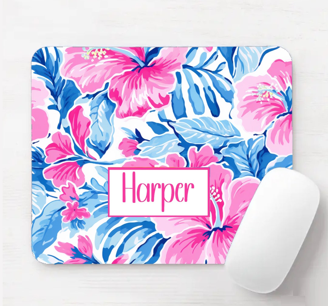 Personalized Tropical Hibiscus Mouse Pad Mousepad, Office Gift, Back to ...