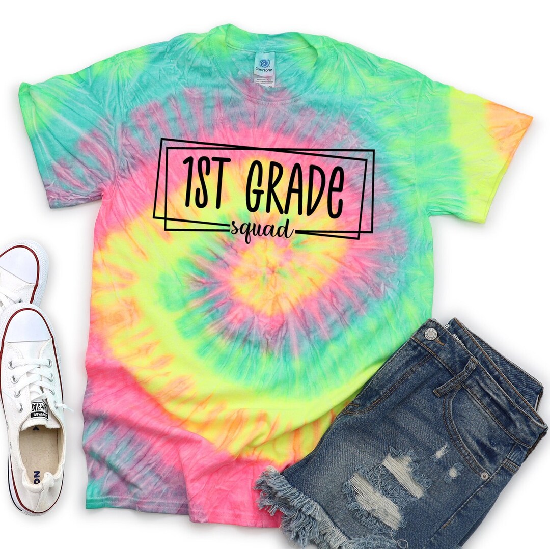 1st Grade Squad Box Tie Dye T-shirt, First Grade Team, Back to School ...