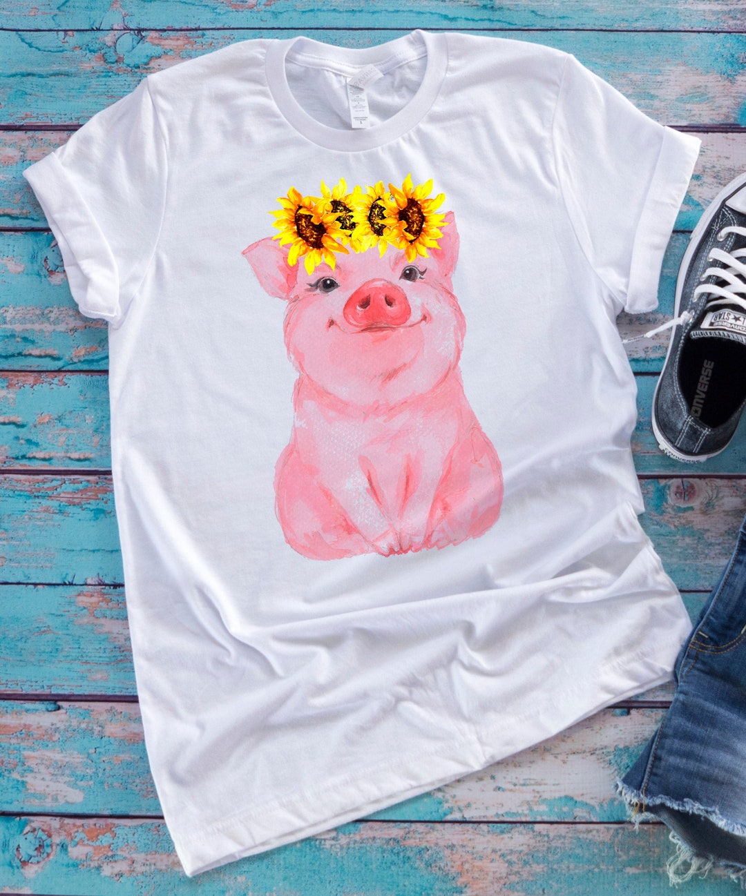 Sunflower Pig Farmer Farm Girl Farming Humor Kids Youth T Shirt - Etsy