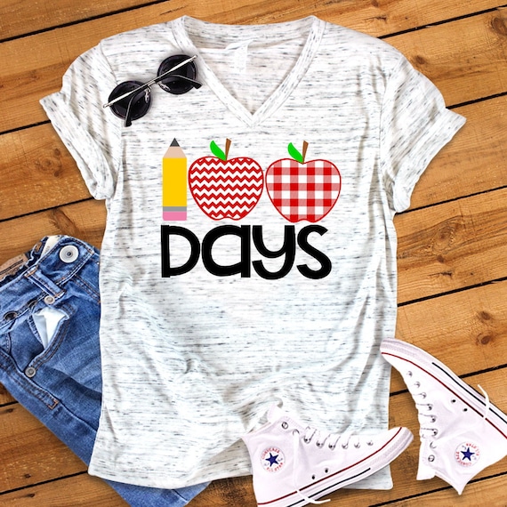 100 Days of School 100th Day Apple Teacher Novelty Graphic | Etsy