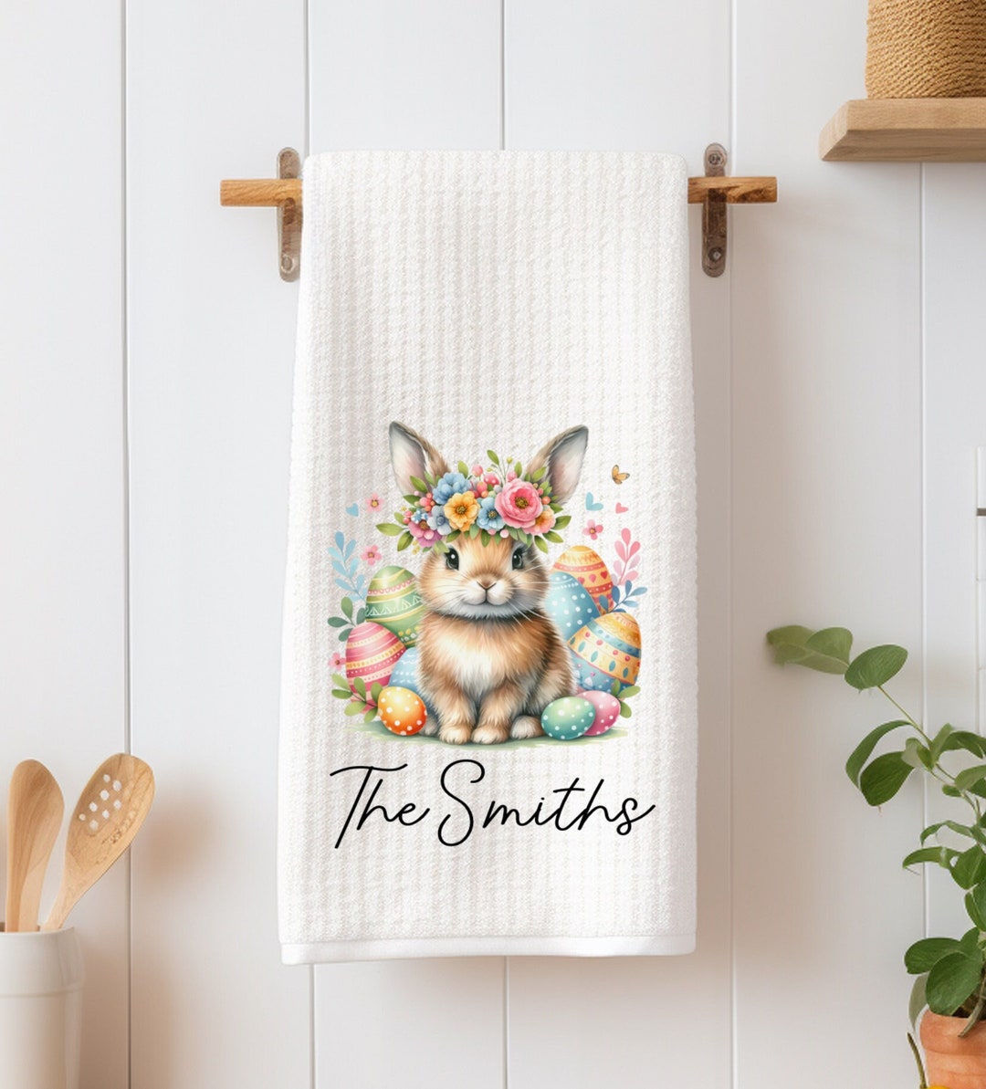 Easter Bunny Eggs Spring Kitchen Dish Towel - Easter Tea Towel Kitchen ...