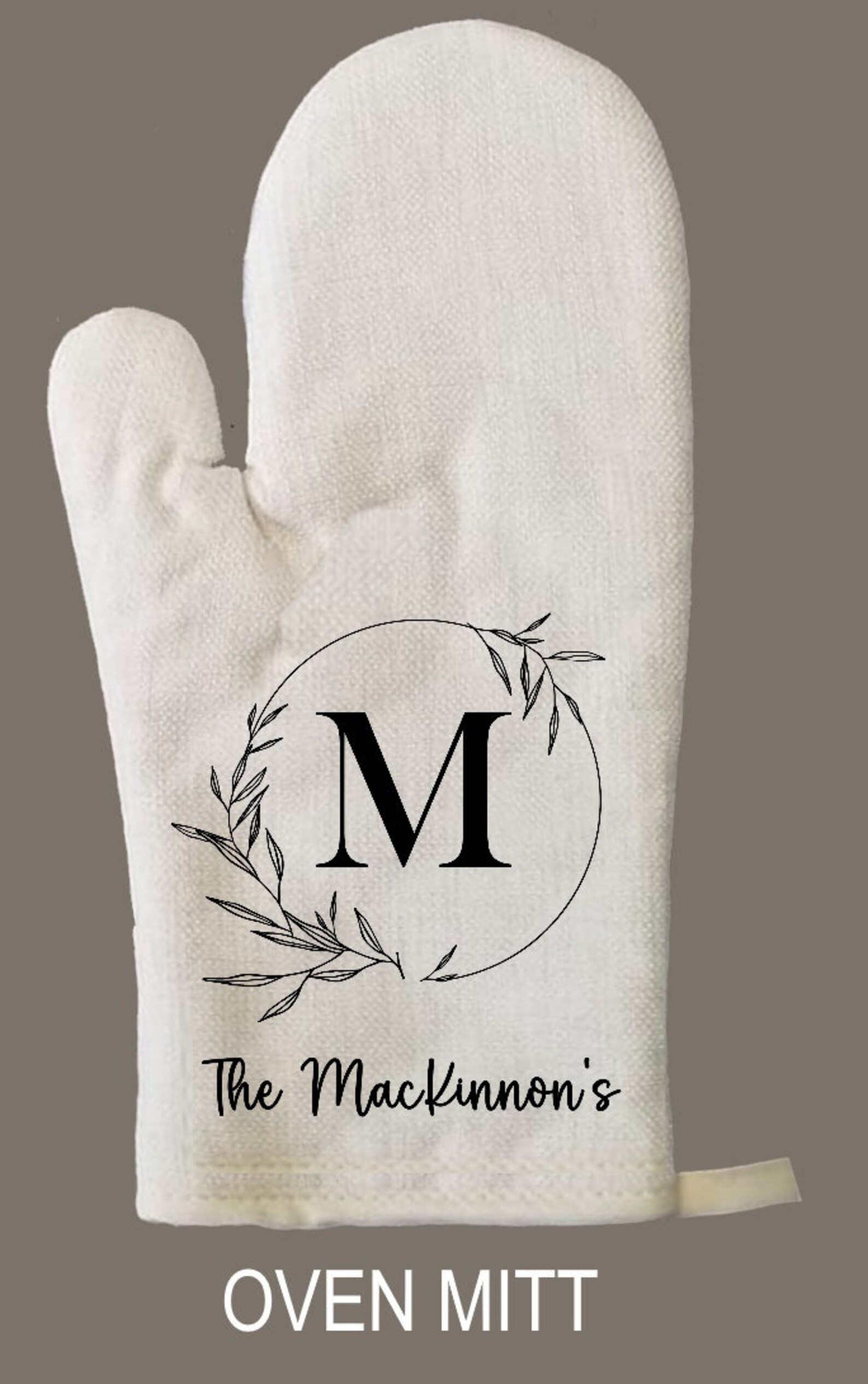 Monogram Leaf Oven Mitt & Pot Holder Set, Personalized Gift Set Wedding ...