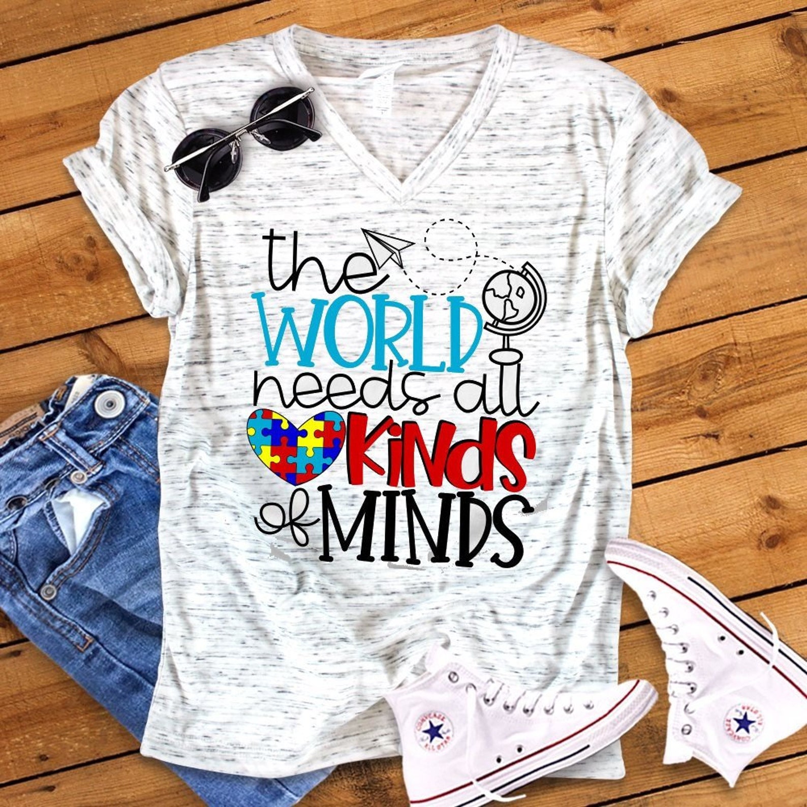 The World Needs All Kinds of Minds Autism Awareness Unisex V - Etsy