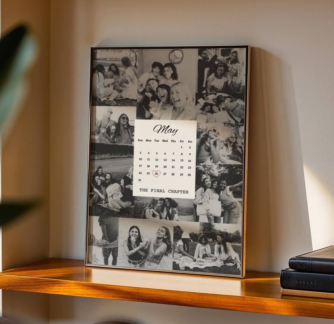 Photo Collage Calendar Canva Template, Editable 12 Photo Best Friend ...