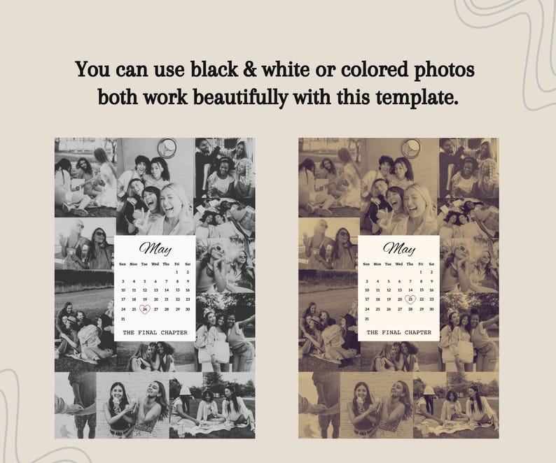 Photo Collage Calendar Canva Template, Editable 12 Photo Best Friend ...