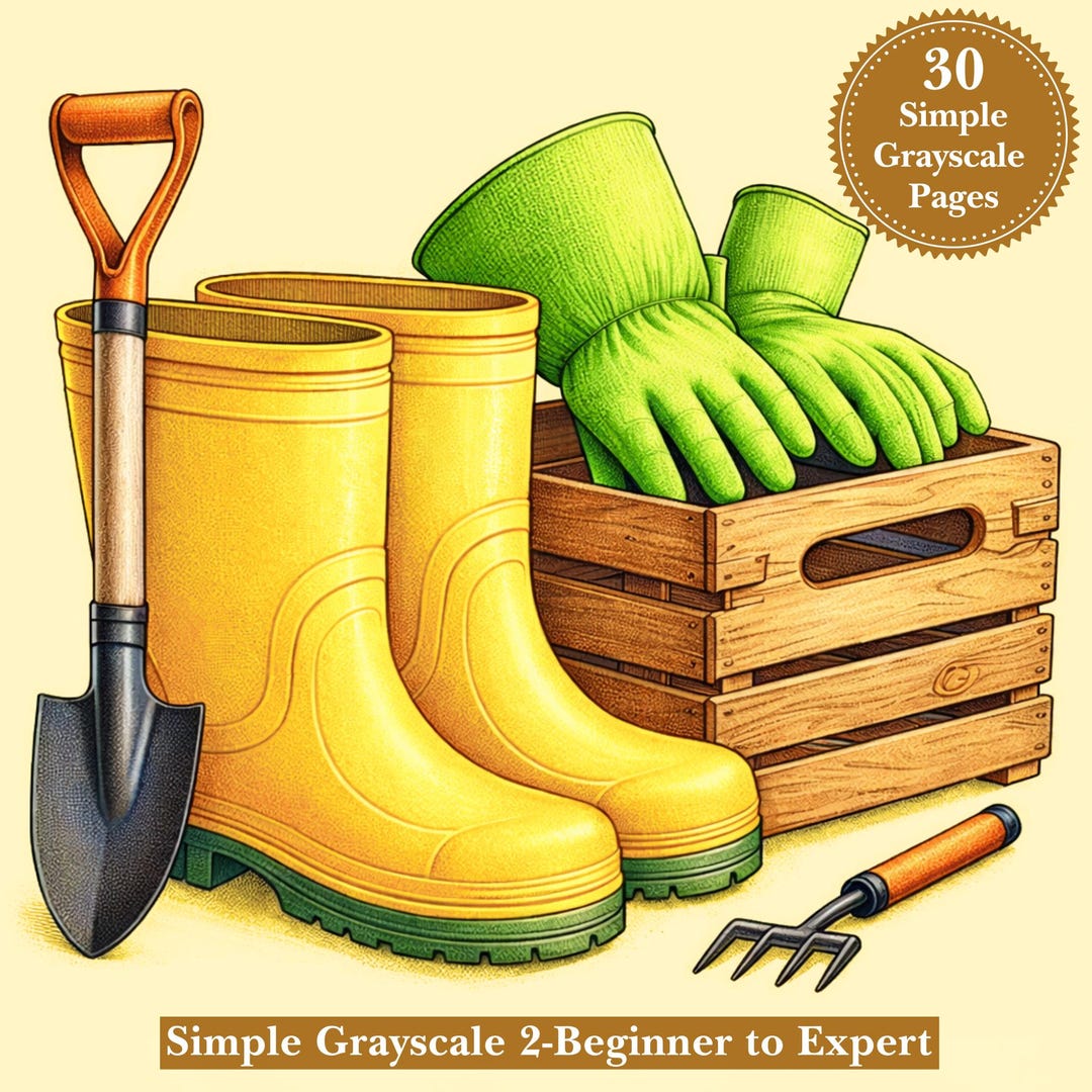 Simple Grayscale 2-beginner to Expert Coloring Book-instant Download ...