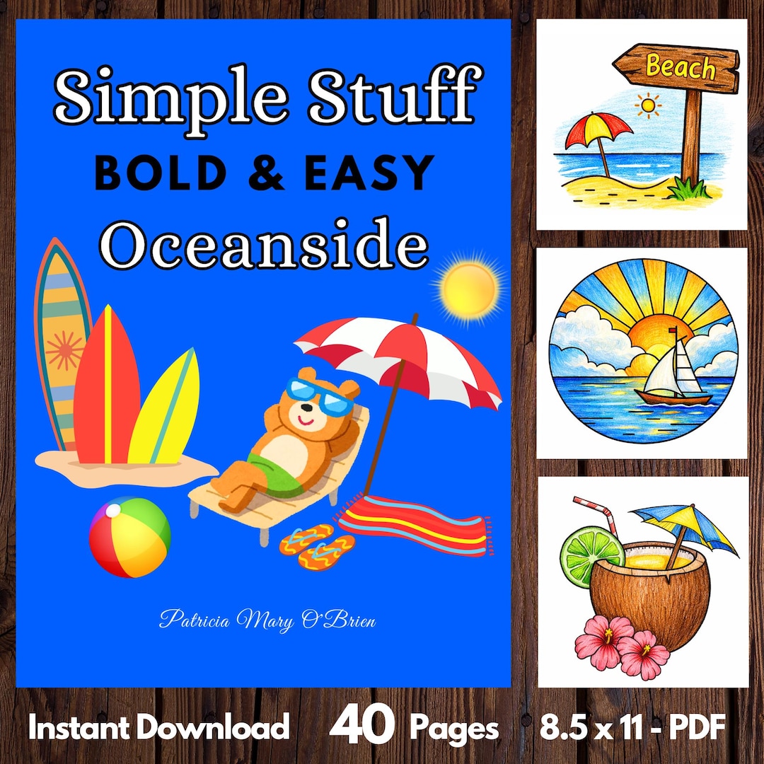 Bold & Easy Oceanside Coloring Pages | Simple Relaxing Coastal Scenes ...