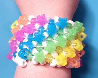 Black Rainbow Star Kandi Bracelet X Base Cuff | Etsy