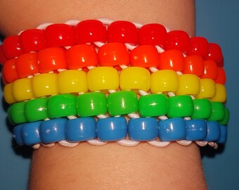 Black Rainbow Star Kandi Bracelet X Base Cuff | Etsy