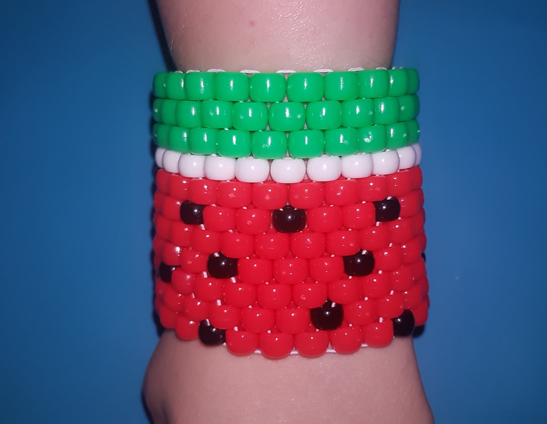 Watermelon Kandi Peyote Bracelet Cuff - Etsy