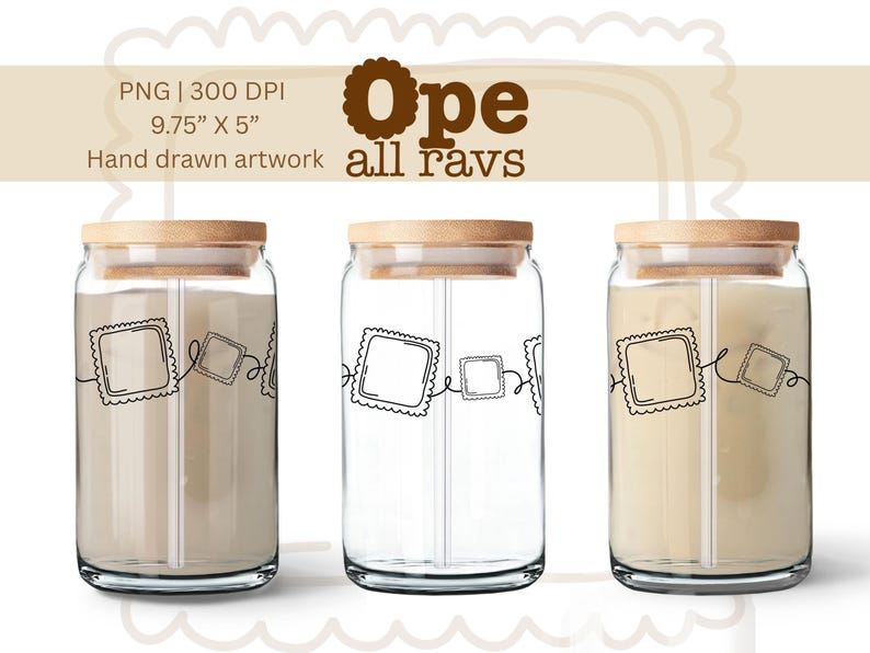 Toasted Ravioli Doodle Glass Can Wrap | Line Drawing (digital Download ...