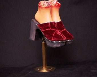 1970s Maroon Velvet Platform Mules Heels | Etsy
