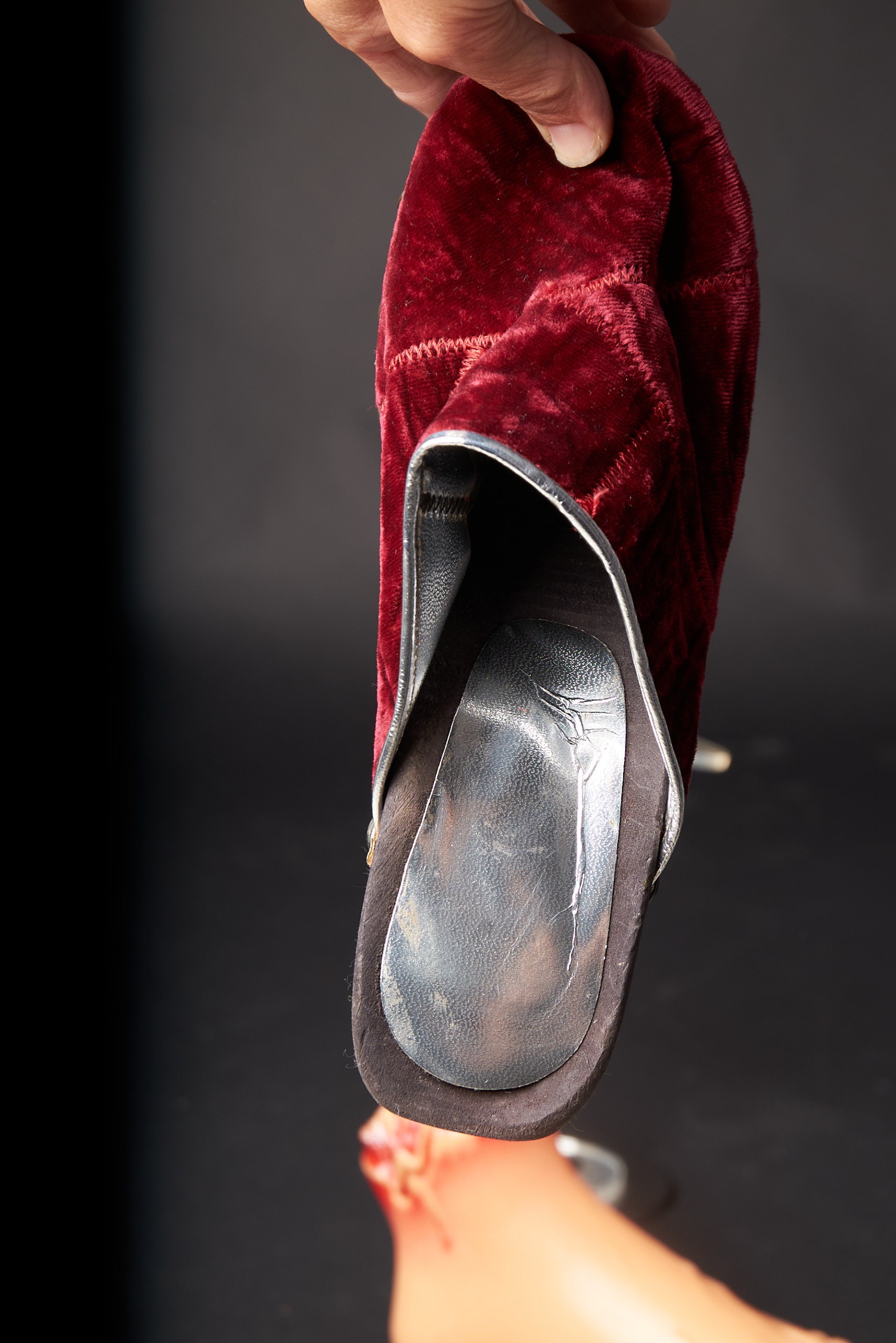 1970s Maroon Velvet Platform Mules Heels - Etsy