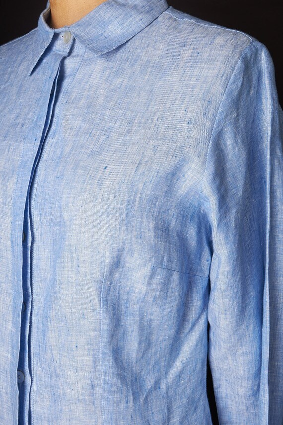 Vintage Mario Romano Blue Linen Shirt - Gem