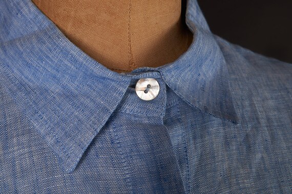 Vintage Mario Romano Blue Linen Shirt - Gem