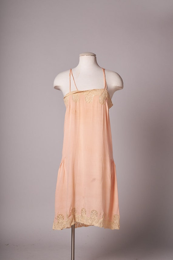 20s Peach Lace Inlay Flutter Sleeve Satin Capelet - Gem