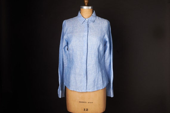 Vintage Mario Romano Blue Linen Shirt - Gem
