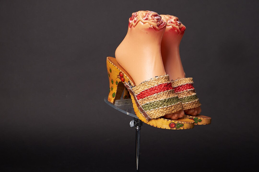 Vintage 1950s Straw Hand Painted Heels Shoes - Etsy