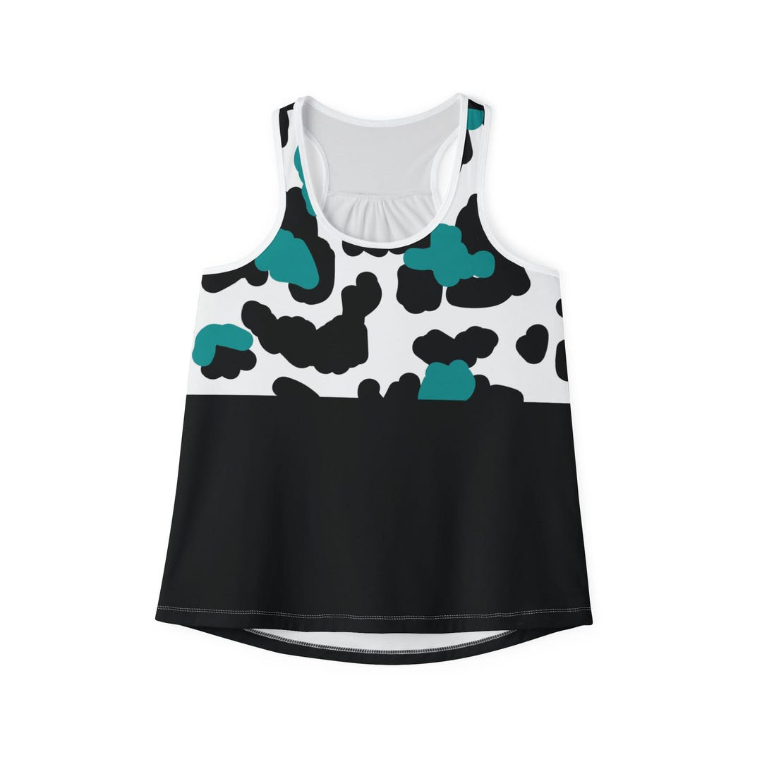 Teal Cow Print Tank Top | All-over Print Colorblock Cowhide Pattern - Etsy