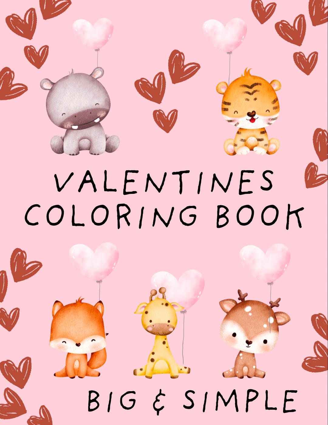 Big & Simple Valentines Coloring Book | Printable Valentine Coloring ...