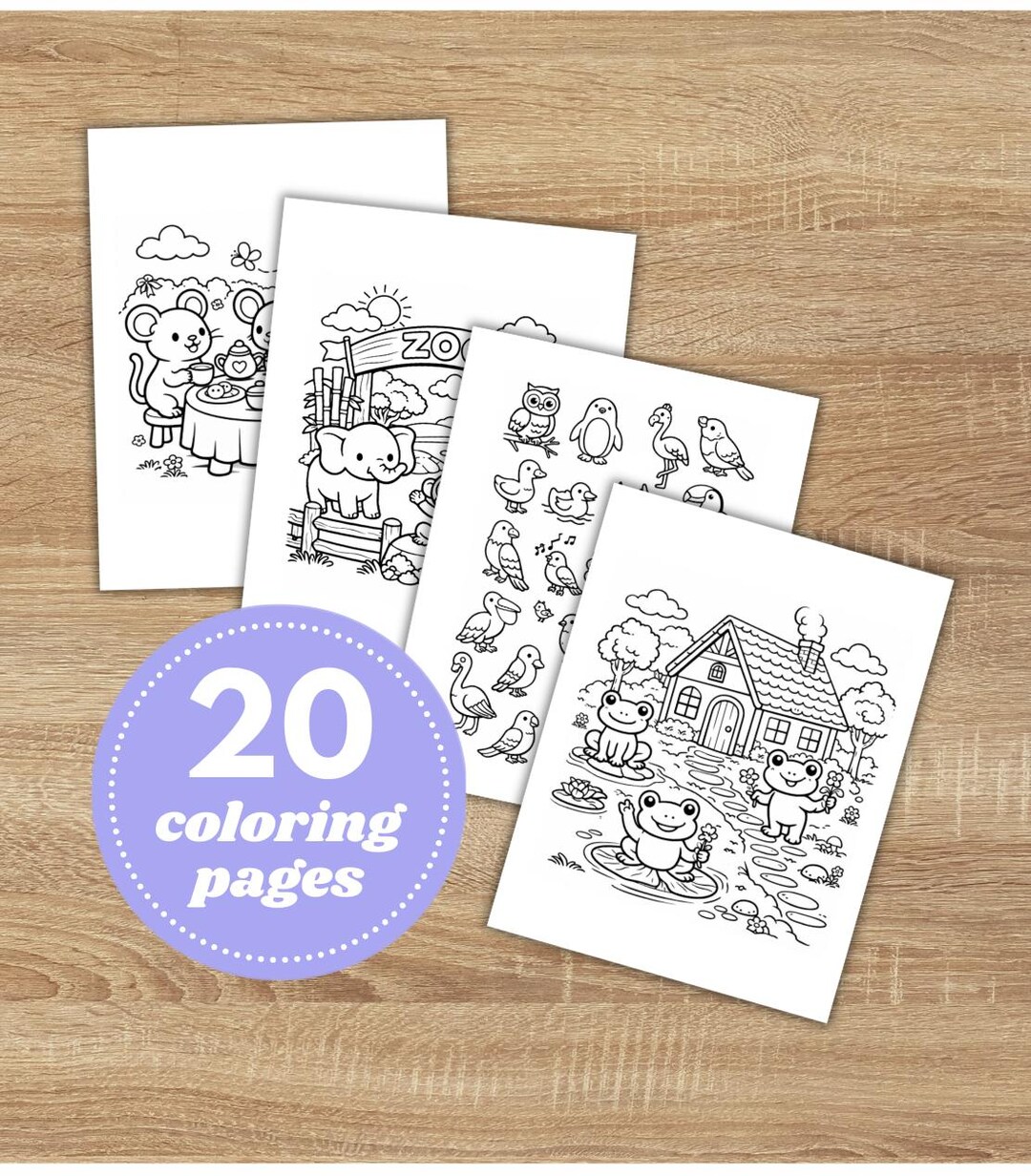 Cute Animal Coloring Book, Bold Printable Coloring Pages for Kids and ...