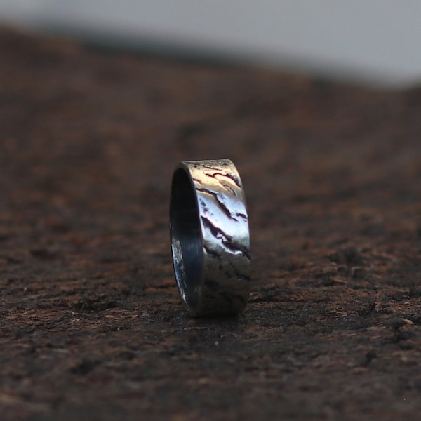 Bark Texture Ring - Etsy