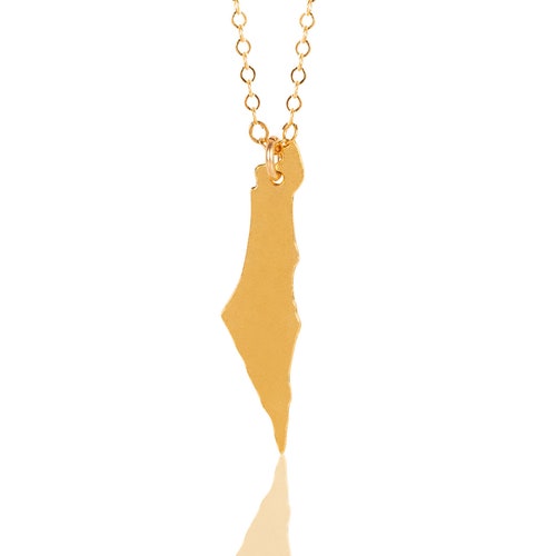Gold Israel Map Necklace Small Israel Charm I Love Israel - Etsy