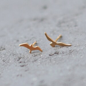 Gold Birds Studs, Birds in Flight Earrings, Asymmetrical Birds Earrings ...