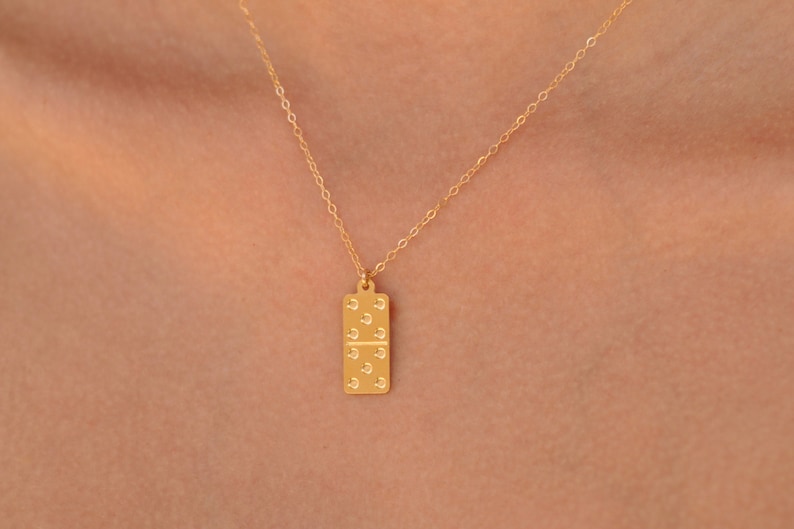 Gold Domino Necklace Domino Style Pendant Dominos Jewelry - Etsy UK