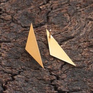 Triangle Stud Earrings, Gold Triangular Earrings, Gold Plated Geometric ...