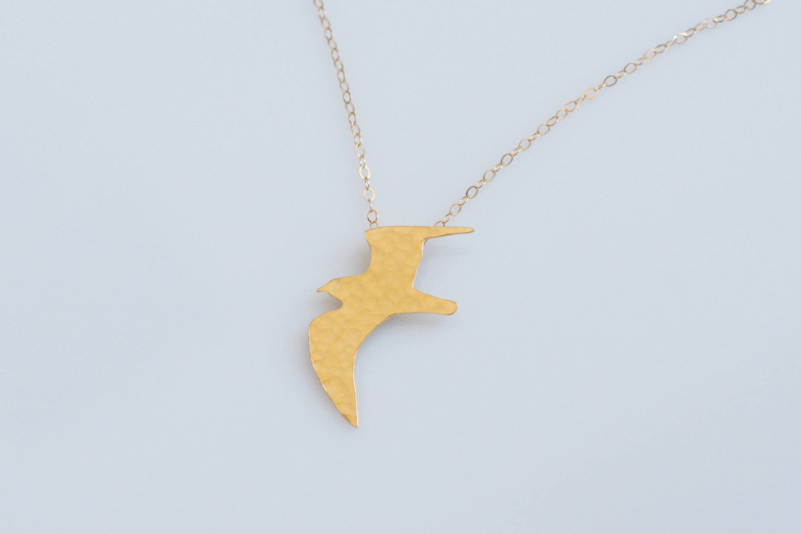 Gold Seagull Necklace Flying Bird Necklace Bird Charm Bird | Etsy