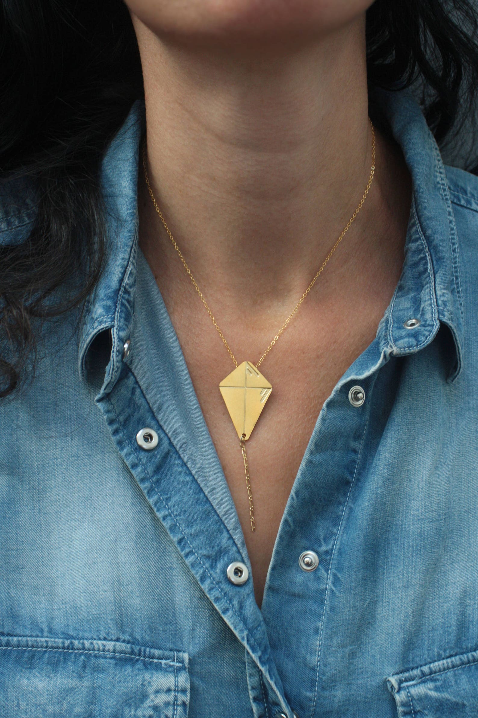 Kite Necklace Long Flying Kite Gold Kite Pendant Kite | Etsy