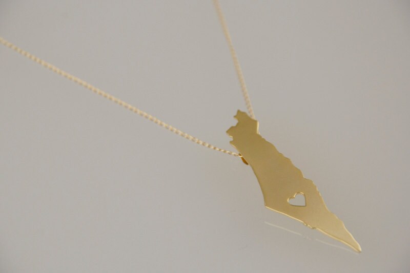 Gold Israel Map Necklace I Heart Israel Charm I Love Israel - Etsy Israel