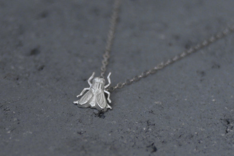 Silver Fly Necklace Tiny Fly Charm Insect Jewelry Insect - Etsy