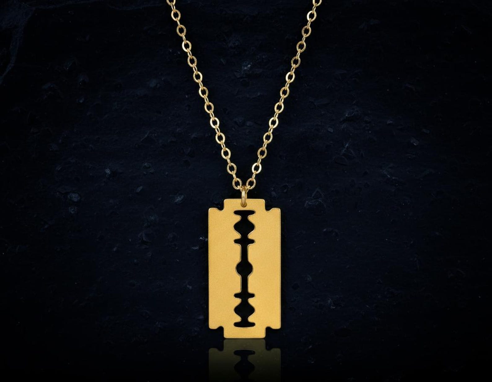 Gold Razor Blade Necklace, Razor Blade Charm, Gothic Jewelry, Razor ...