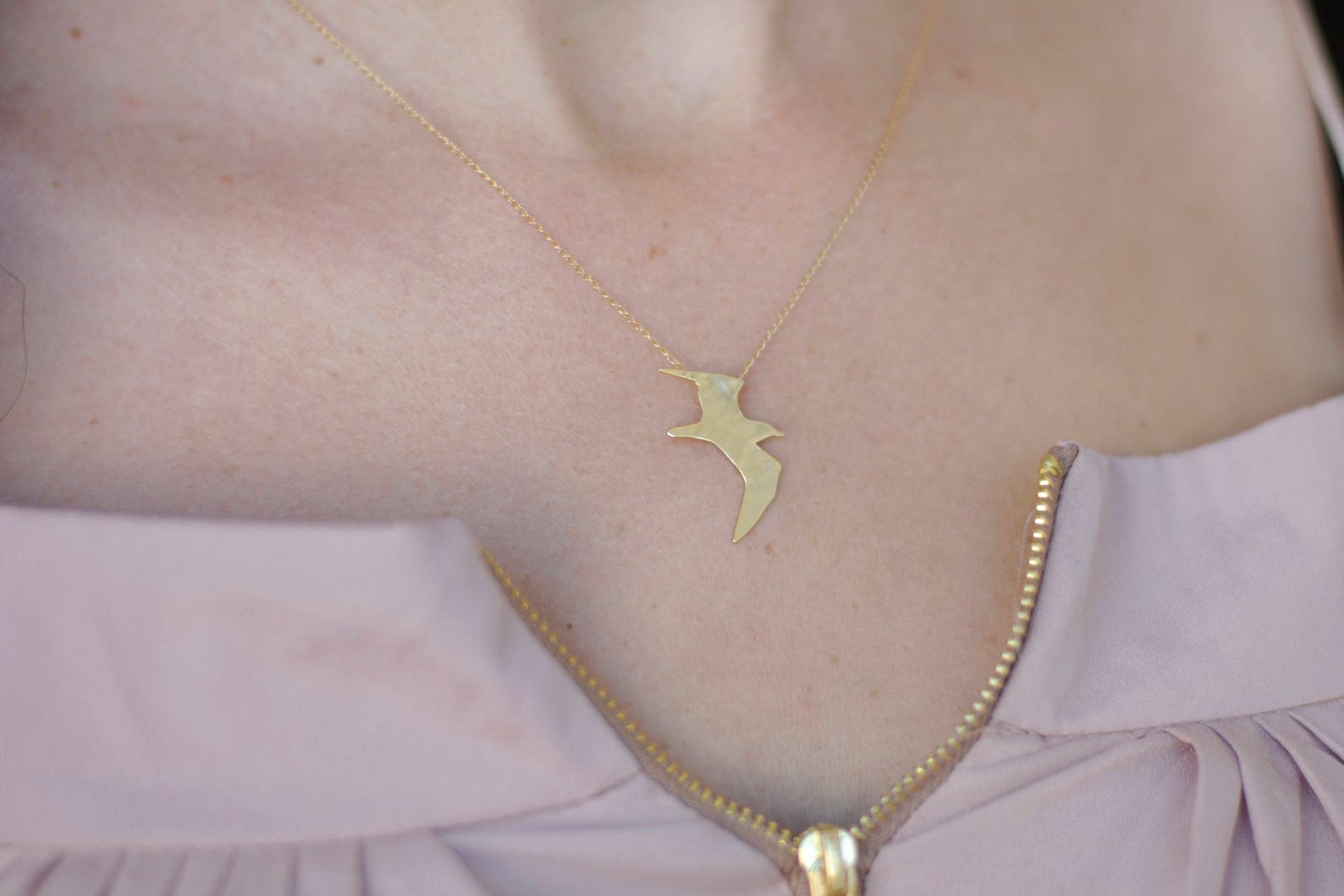 Gold Seagull Necklace Flying Bird Necklace Bird Charm Bird - Etsy