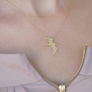 Gold Seagull Necklace, Flying Bird Necklace, Bird Charm, Bird Pendant ...