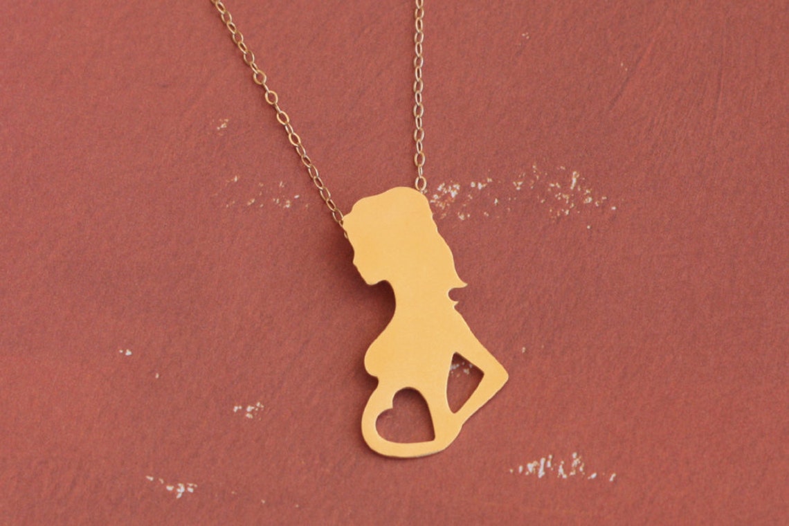 Pregnancy Necklace, Pregnant Woman With a Heart in Her Belly, Gift for ...